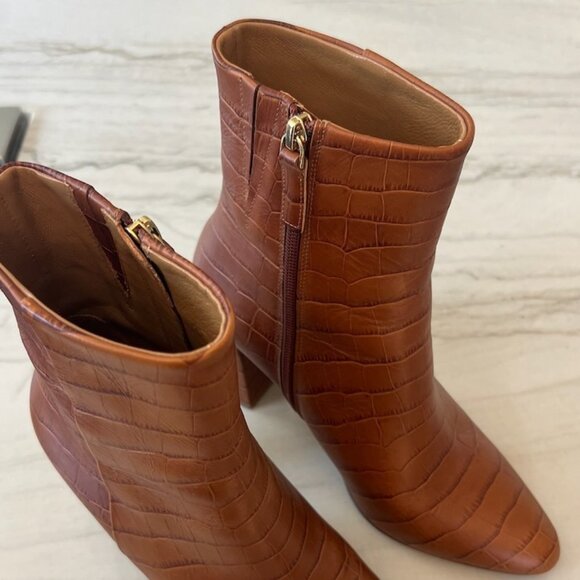 Sezane | Shoes | Sezane High Adele Boots Camel Croco Size 39 | Poshmark